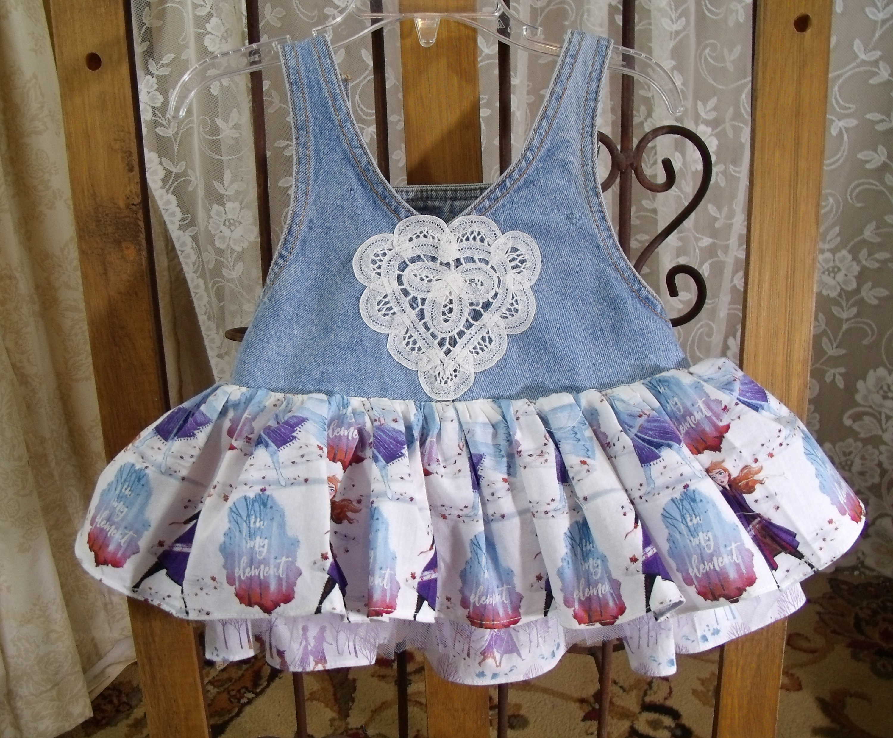 Frozen II Upcycled Overalls Dress/jumper/tutu Size 12 - Etsy