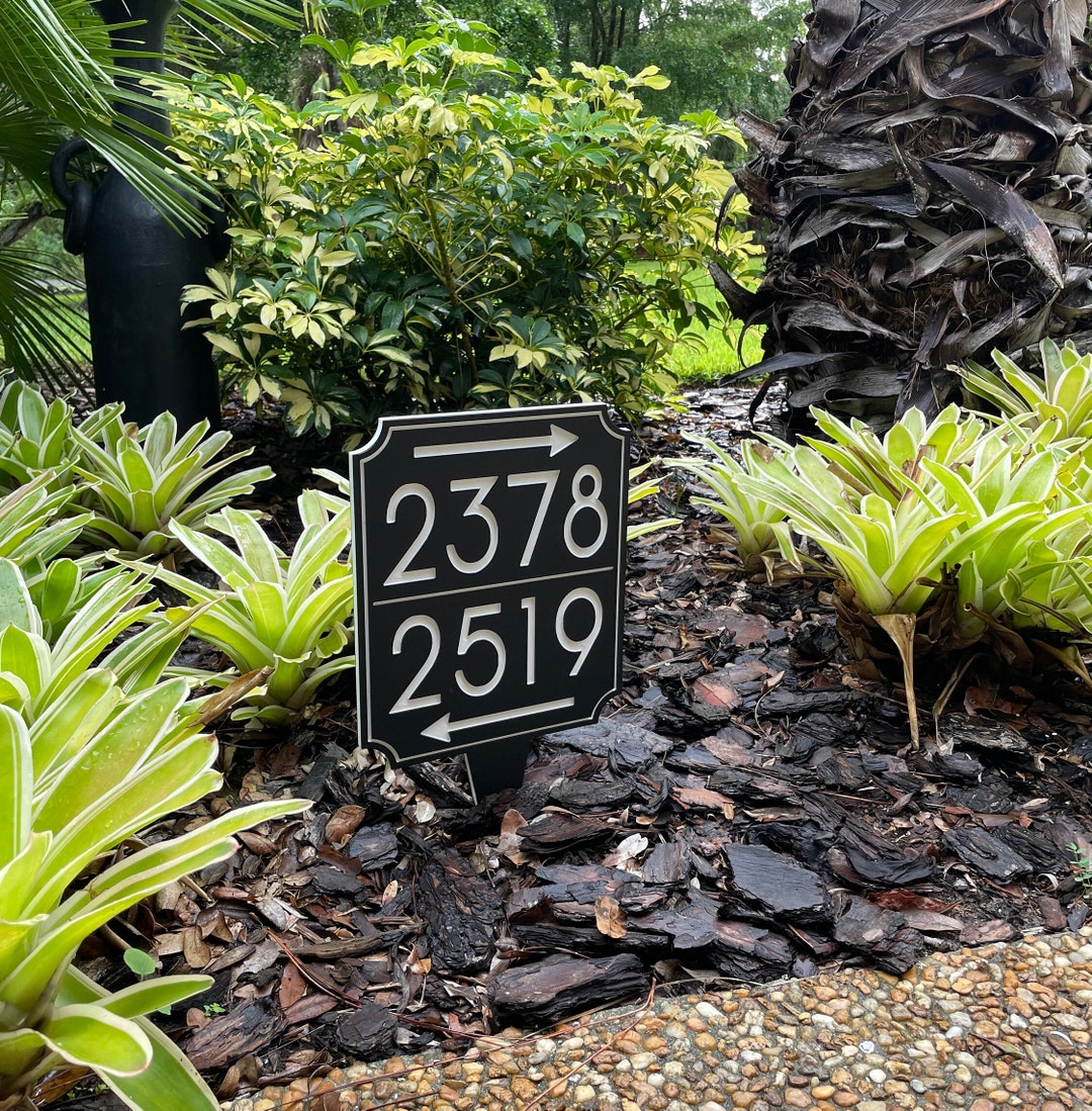 Multiple Address Stake Engraved, Shared Driveway, Modern House Numbers ...