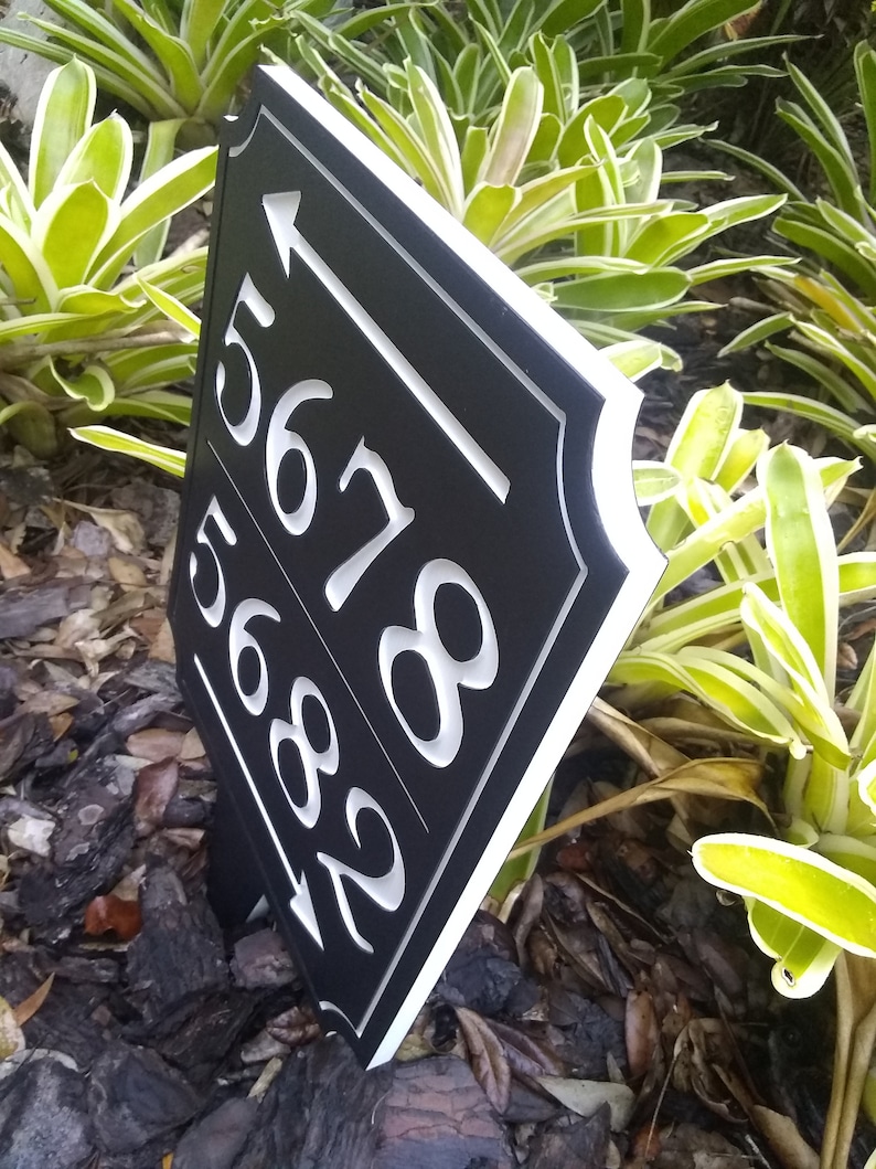 Multiple Address Stake With Arrow, Shared Driveway, Directional Address ...