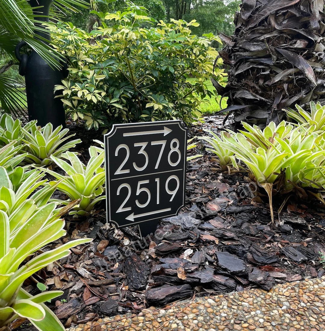 Multiple Address Stake Engraved, Shared Driveway, Modern House Numbers ...