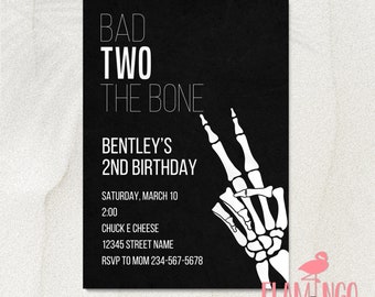 Bad Two the Bone Birthday Invitation Digital - Etsy