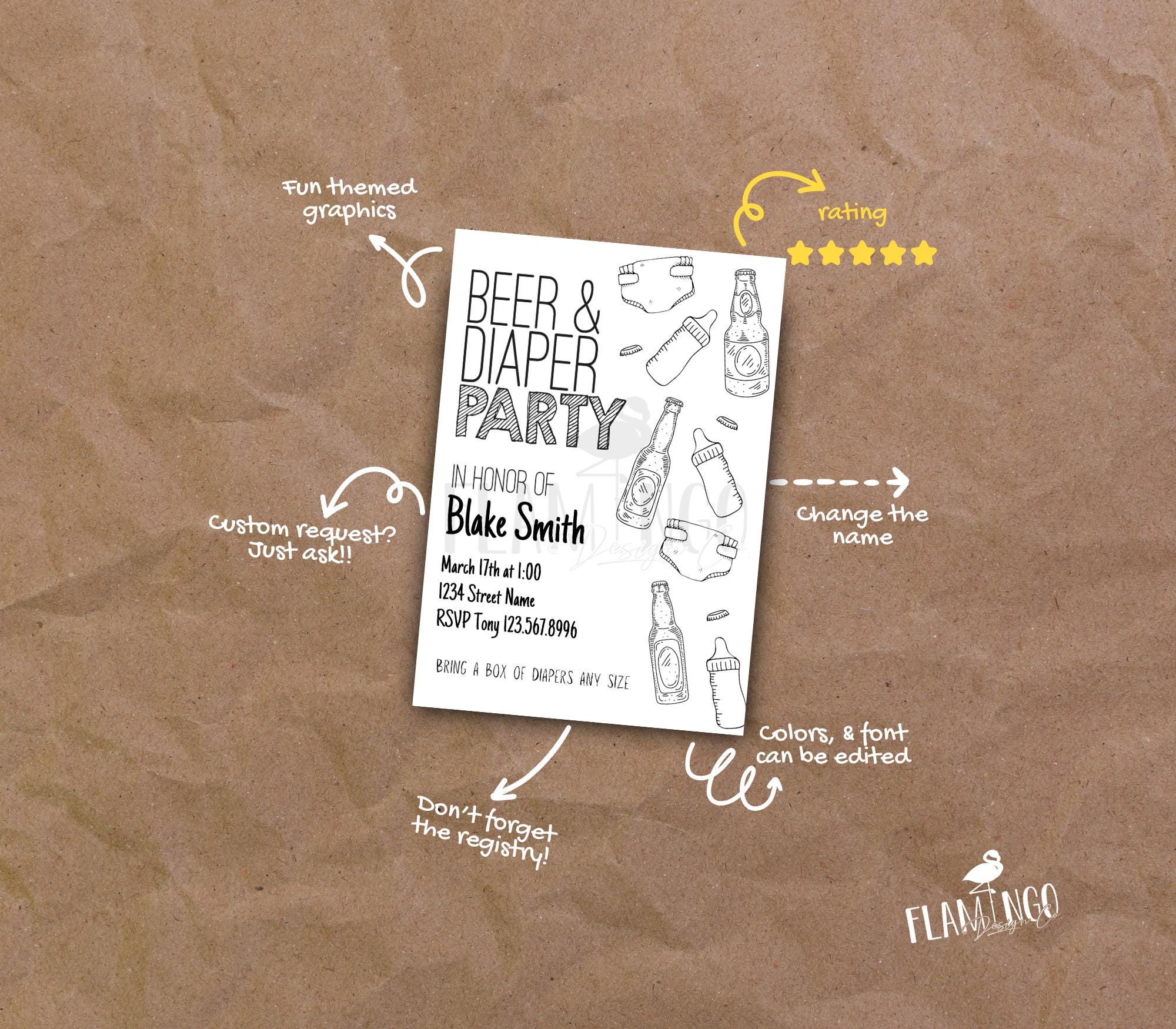 Beer & Diaper Party Invitation: Funny Baby Shower (DIY) - Etsy