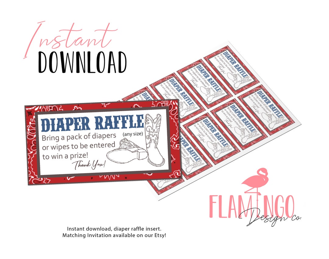 Cowboy Inspired Diaper Raffle Ticket - INSTANT DOWNLOAD - Diaper Party ...
