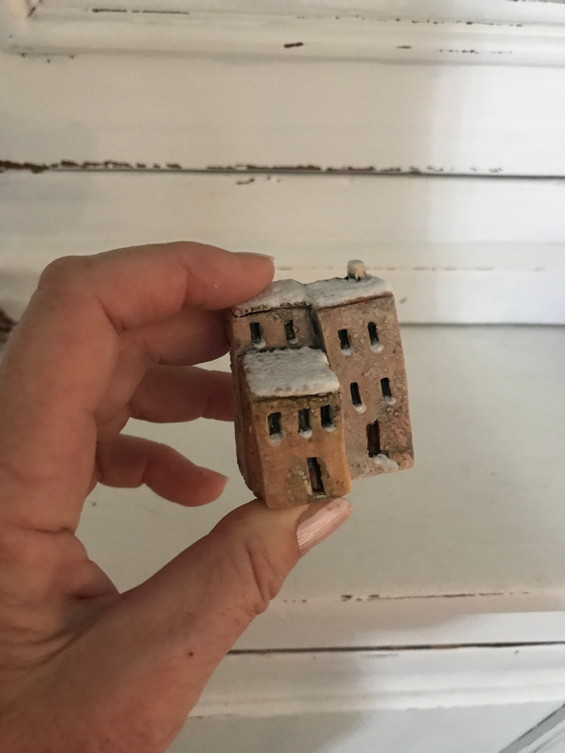 Mini Group of Houses With Snow OOAK Ceramic Handmade Clay Sculpture - Etsy