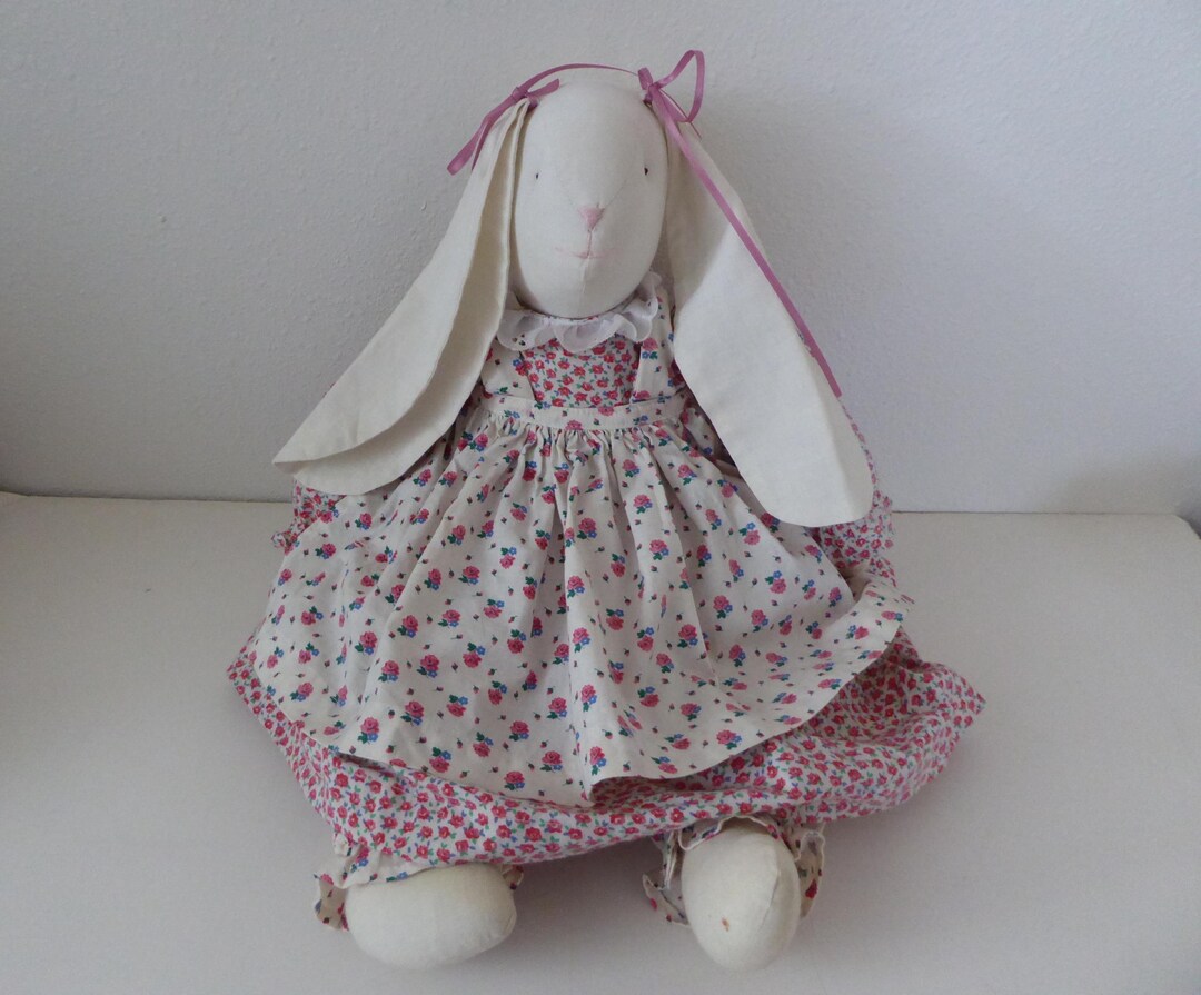 Vintage Handmade Muslin Rabbit Doll Wearing Pinafore Outfit 19 - Etsy