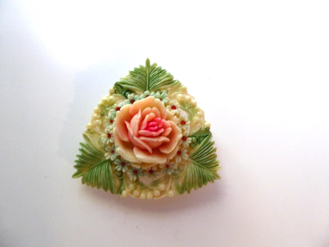 Rare Vintage 40s Pressed Celluloid Rose Bouquet Japan Made Brooch - Etsy