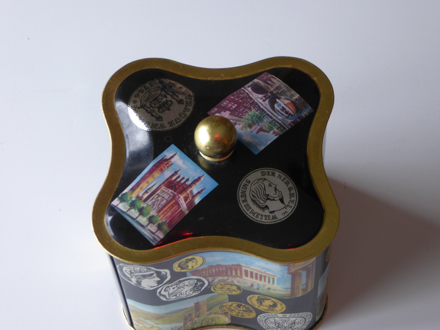 Vintage German Clover-shaped Biscuit Tin With Travel and Coin Images - Etsy