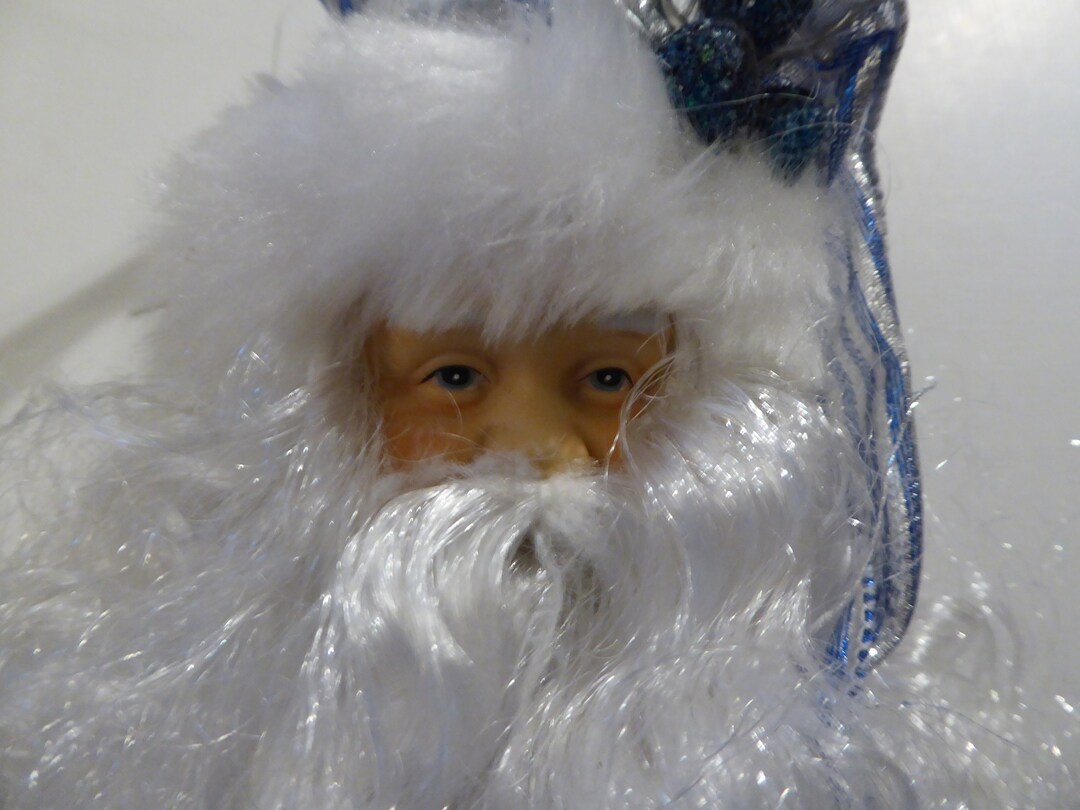 Vintage Old World Kris Kringle White and Blue Father Christmas Head ...