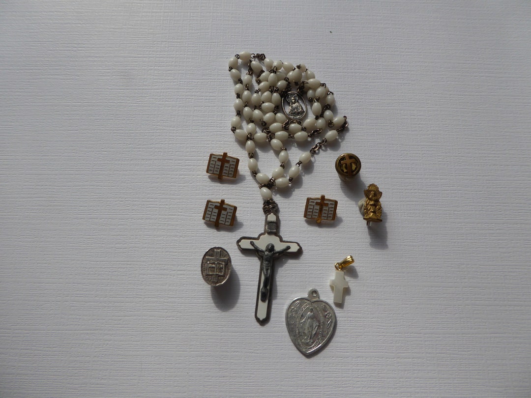 Vintage Lot Religious Rosary Communion Pins, Tietac Cross, Hail Mary ...