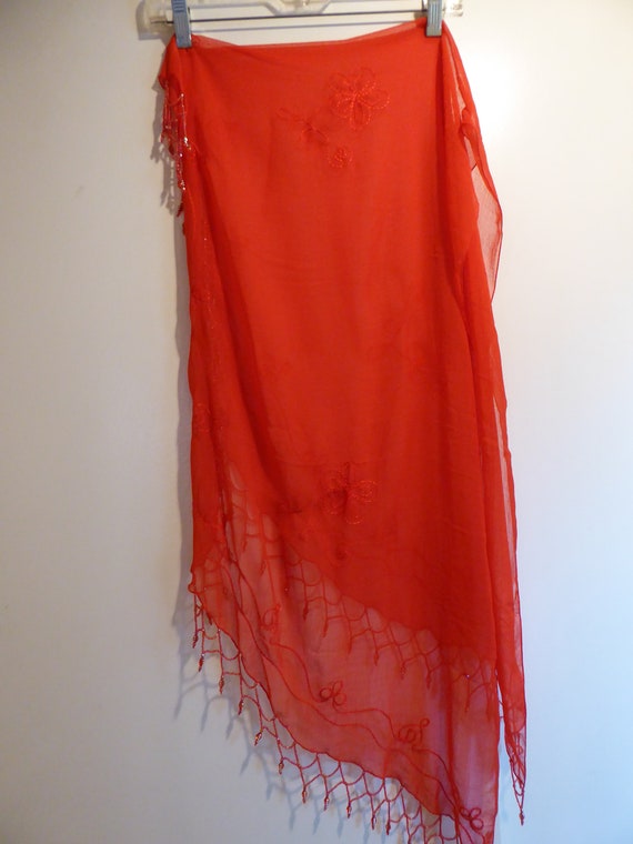 vintage embroidered red shawl - Gem
