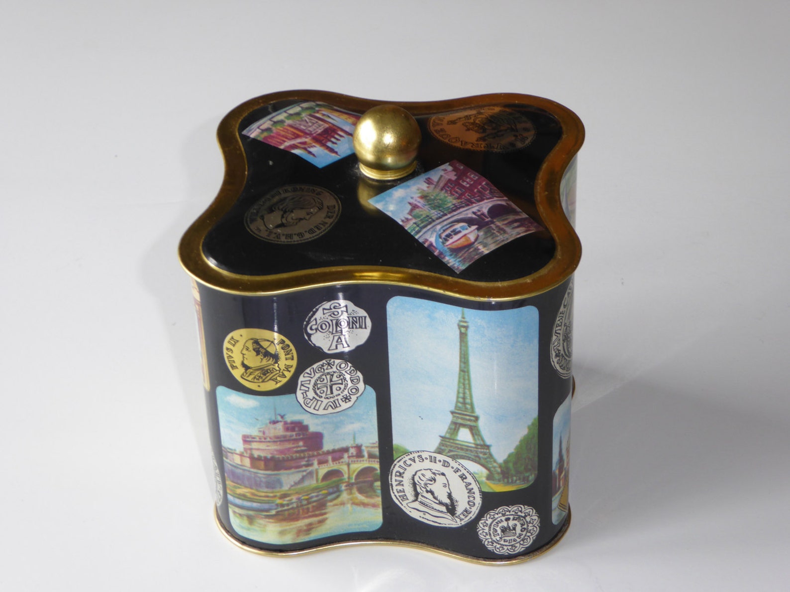 Vintage German Clover-shaped Biscuit Tin With Travel and Coin Images - Etsy