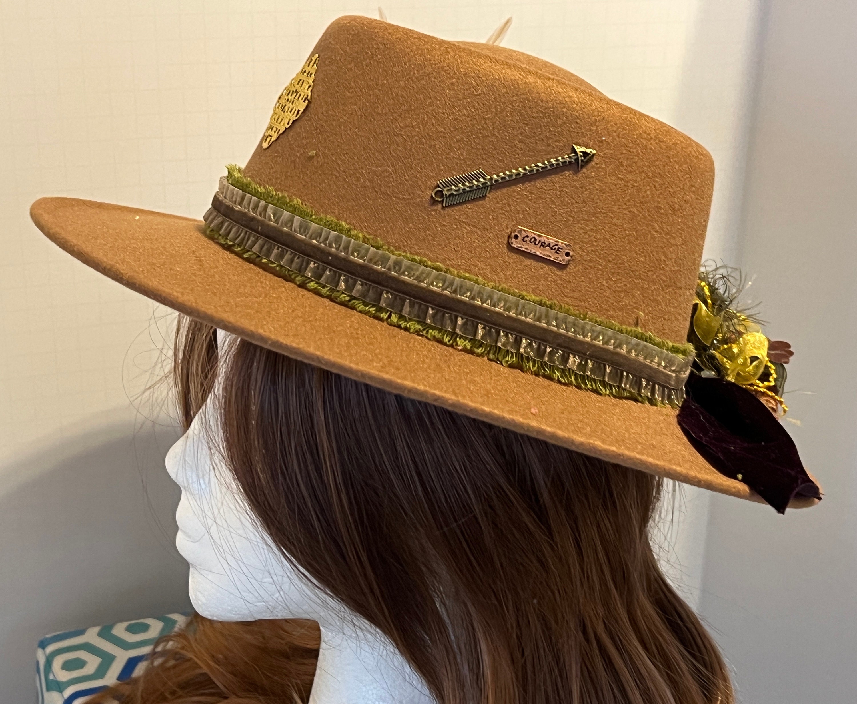 Copper Felt Hat, Trendy Hat,stevie Nicks Style Hat, Embellished Hat ...
