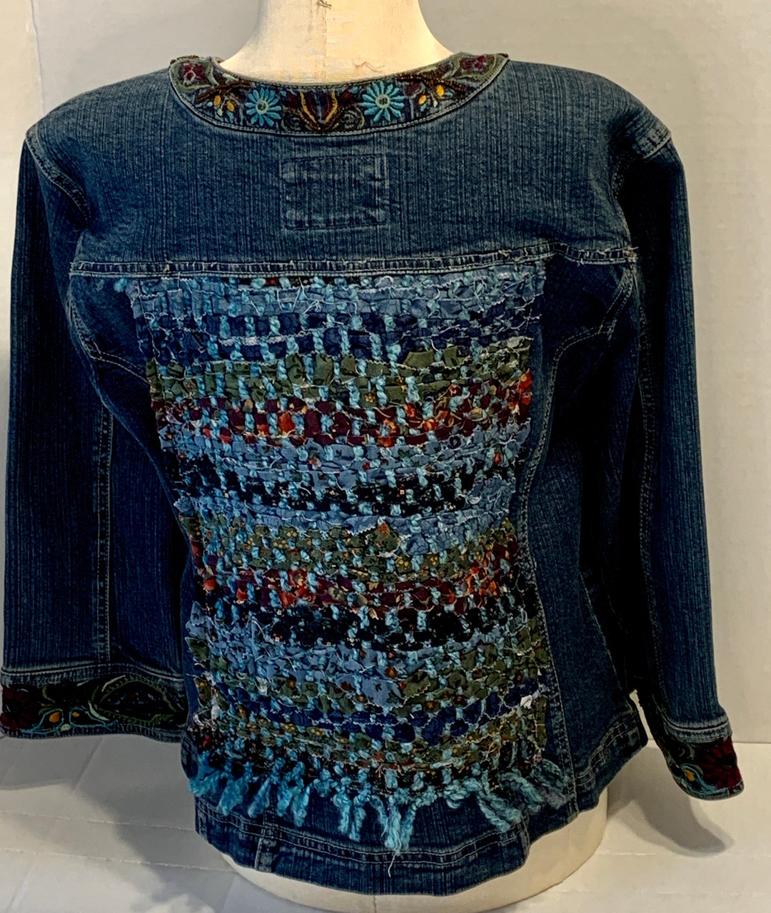 Denim Jacket, Up-cycled Eco Friendly, Fabric Weaving, Jean Jacket, One ...