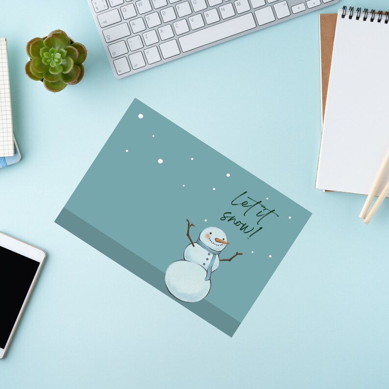 Printable Christmas Card, Snowman, Let It Snow, Printables, YOU PRINT ...