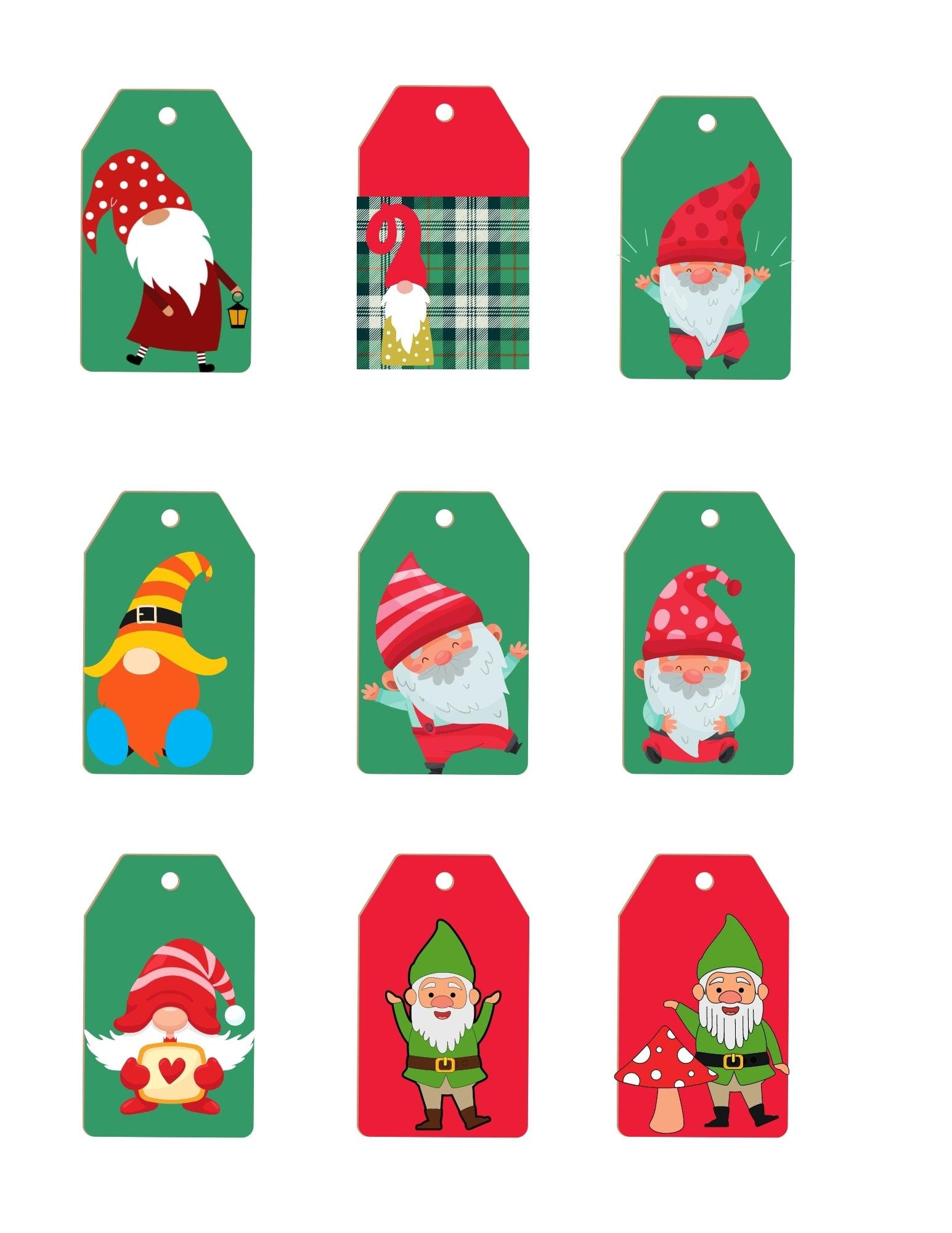 Gnome Christmas Gift Tags, Printable Gift Tags, DIY Printable Tags ...