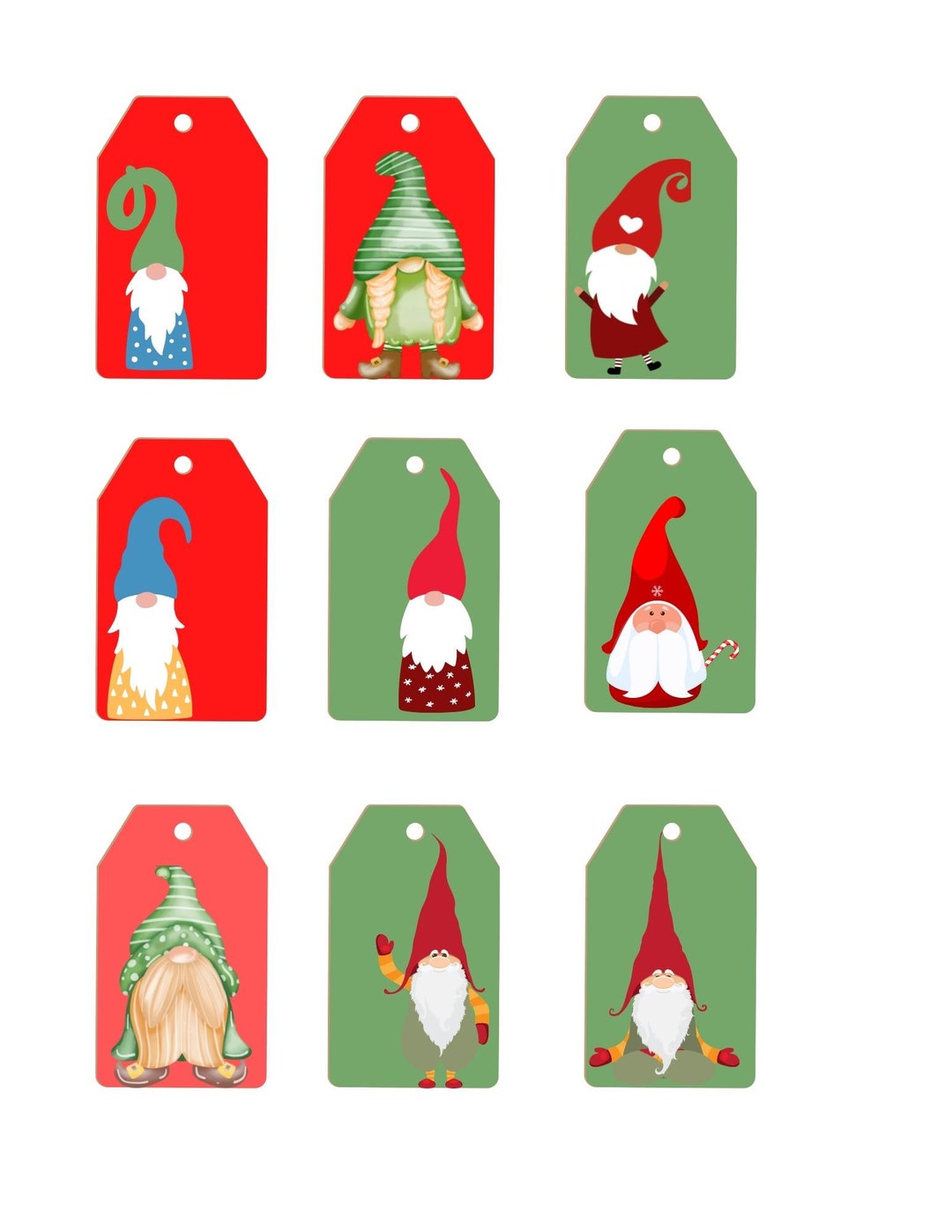 Gnome Christmas Gift Tags, Printable Gift Tags, DIY Printable Tags ...