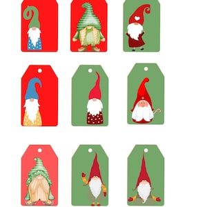 Gnome Christmas Gift Tags, Printable Gift Tags, DIY Printable Tags ...