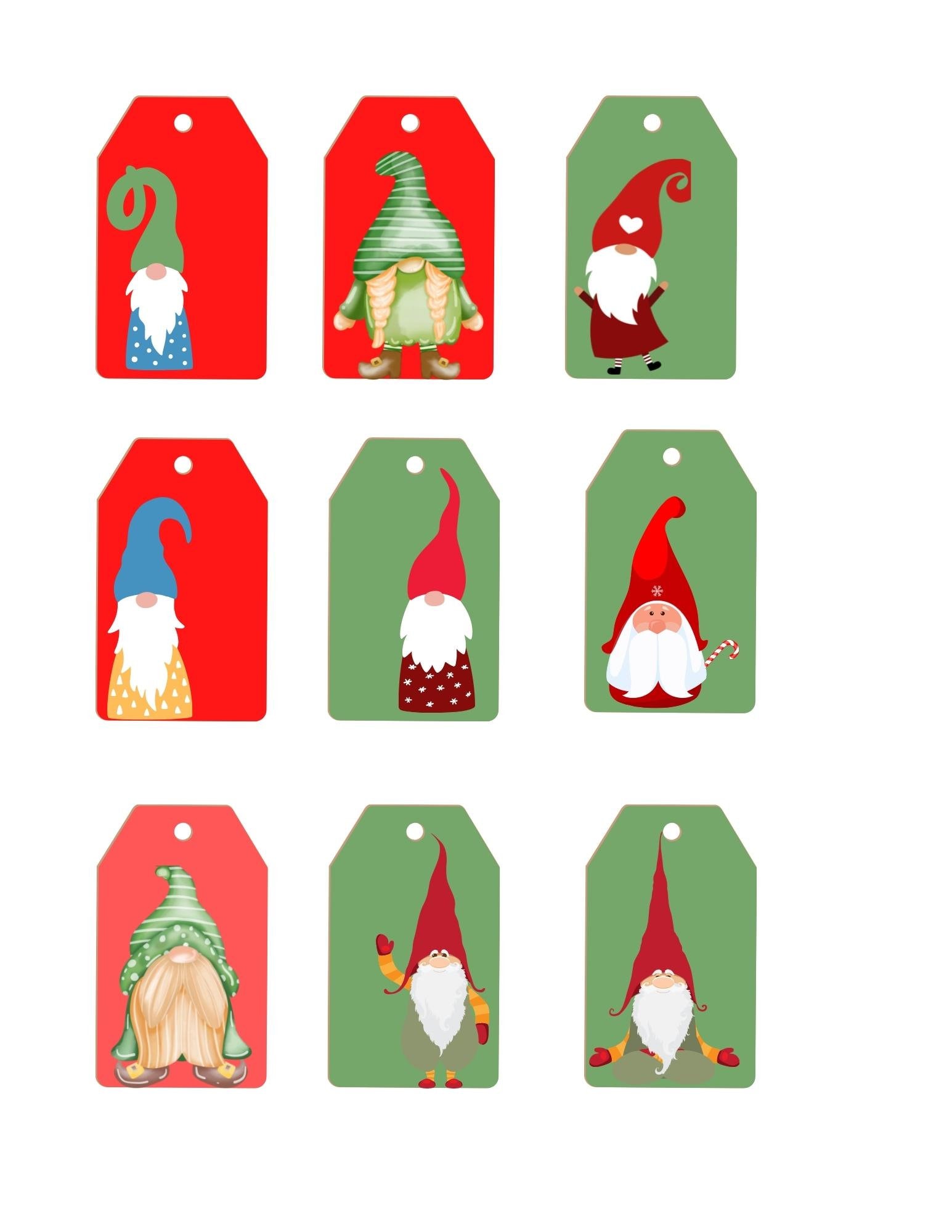Gnome Christmas Gift Tags, Printable Gift Tags, DIY Printable Tags ...