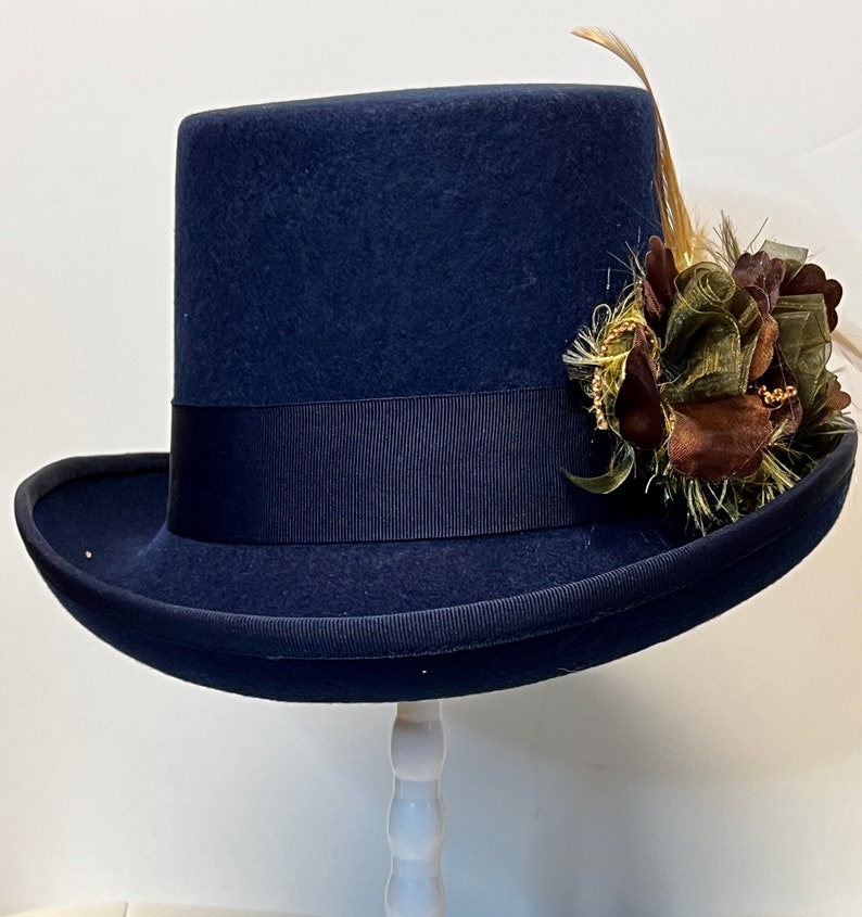 Navy Blue Top Hat, Stevie Nicks Style Hat, Trendy Hat, Boho Hat ...