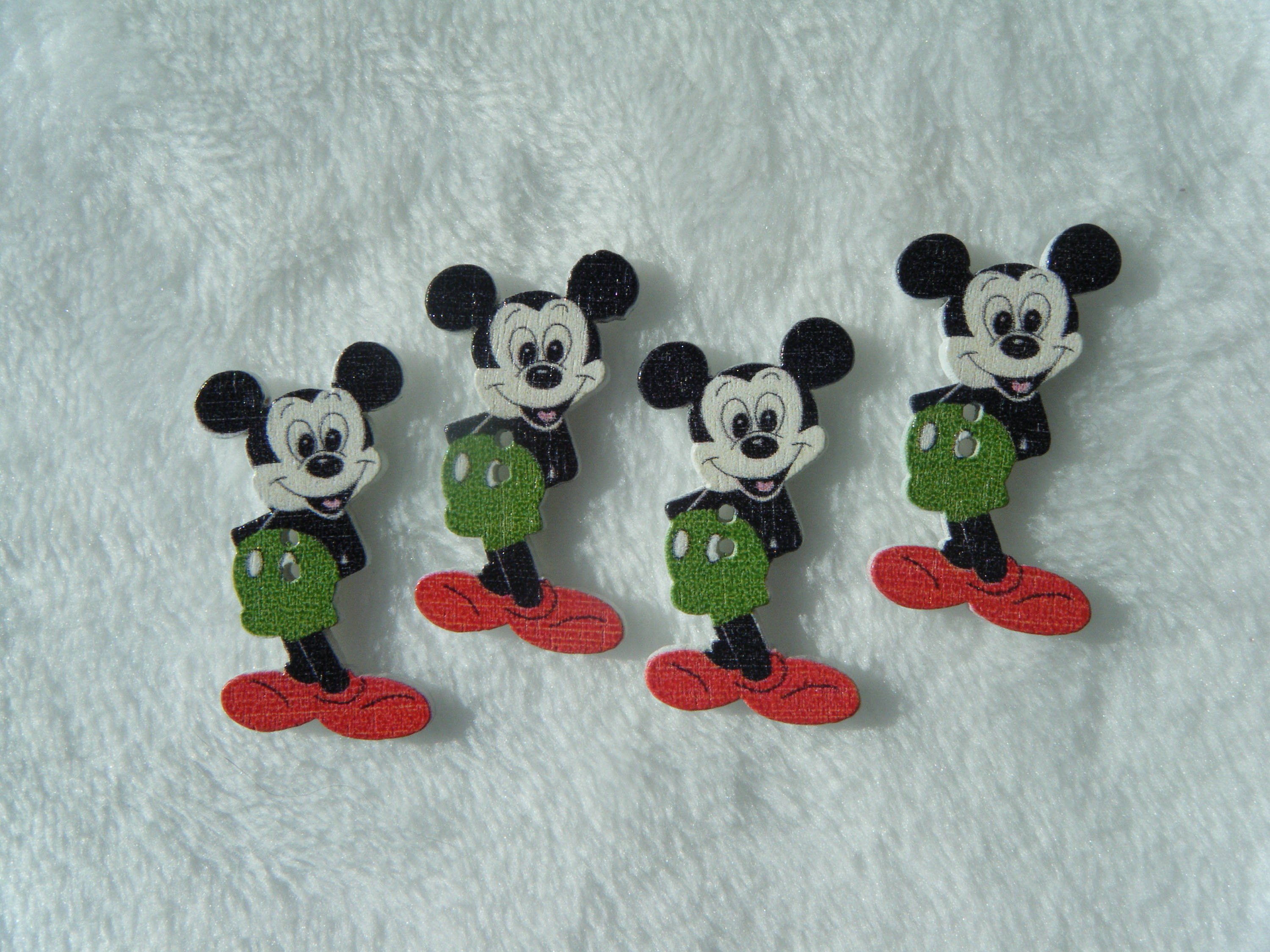 4 Mickey Buttons 35mm Wooden Mickey Mouse Button Large | Etsy