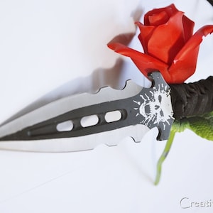 4 COLORS GOTH Skeleton Black Steel Blades 8 Black Dagger Hand Woven ...