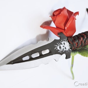 4 COLORS GOTH Skeleton Black Steel Blades 8 Black Dagger Hand Woven ...