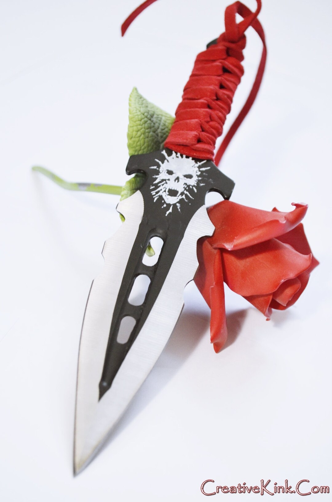 4 COLORS GOTH Skeleton Black Steel Blades 8 Black Dagger Hand Woven ...