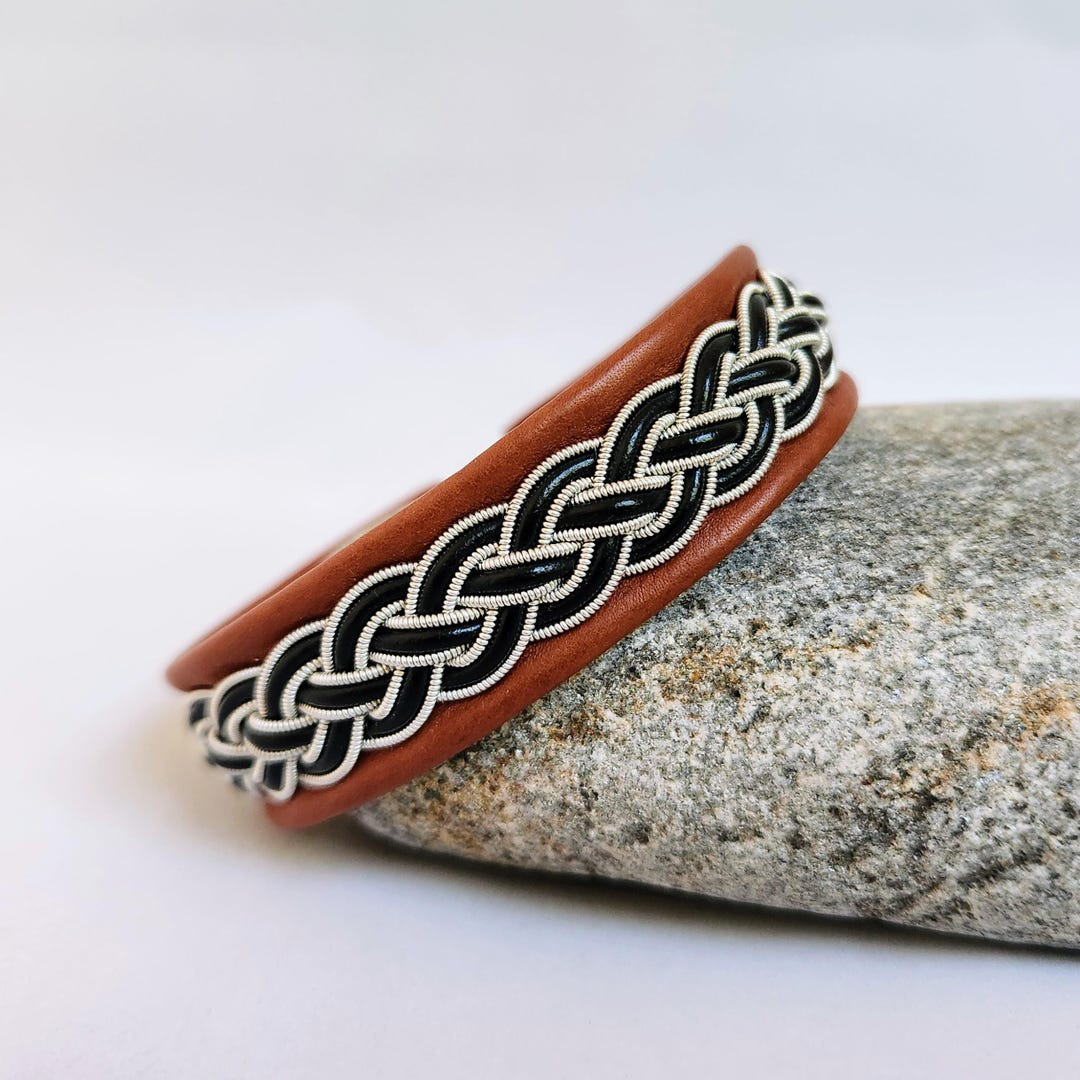 Handmade Sami Inspired Reindeer Leather Bracelet: Braided Pewter ...
