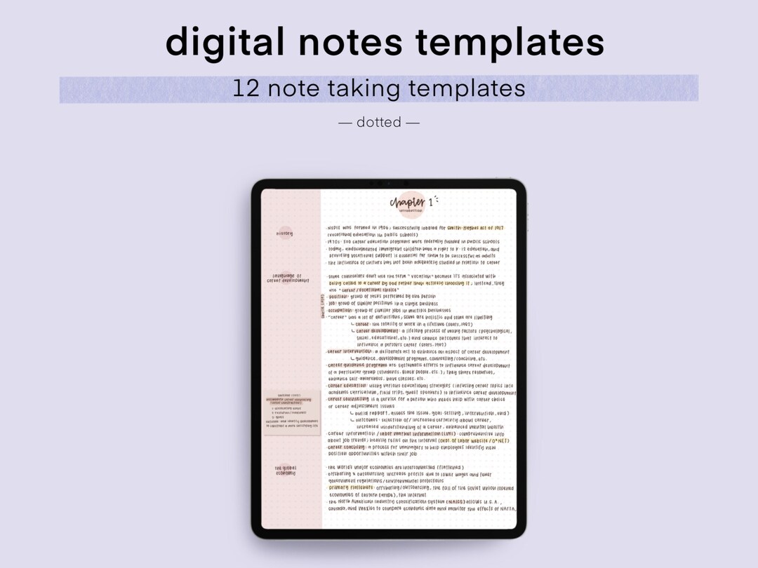 DOTTED Digital Note Taking Template | Goodnotes Paper Template | 12 ...