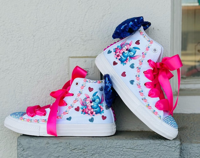Custom Angel and Stitch Converse, Bling Shoes Personalized , Bedazzled ...