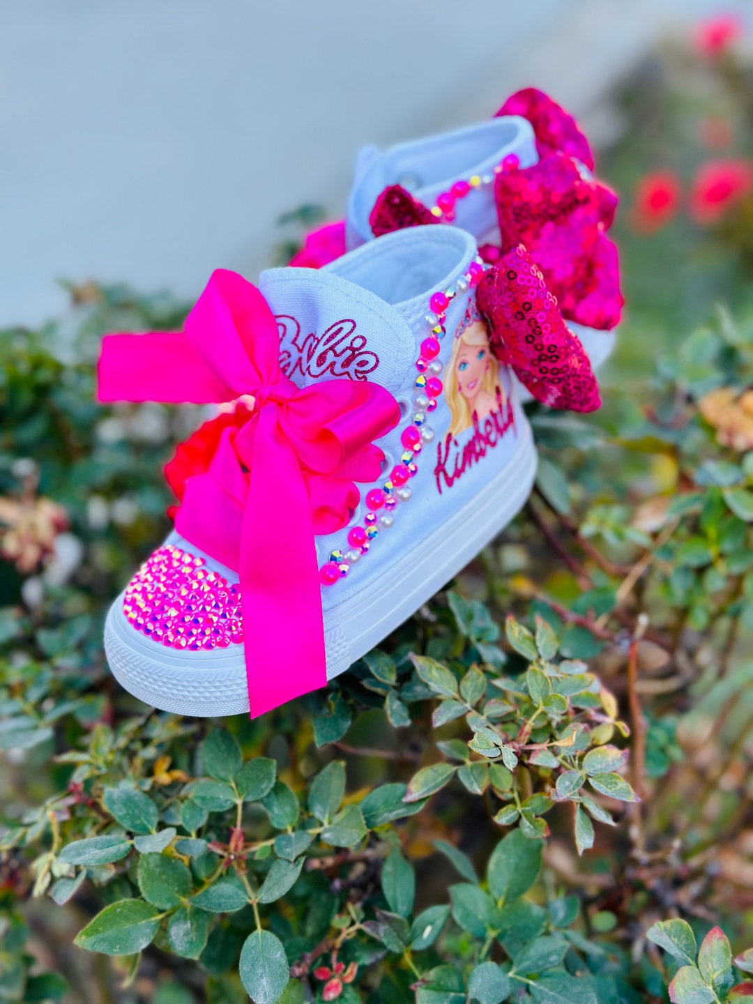 Custom Dolly Converse, Hot Pink Bling Shoes Personalized , Bedazzled ...