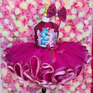 Stitch Birthday Tutu Outfit: Sequin Top, Pink Tutu & Headband - Etsy