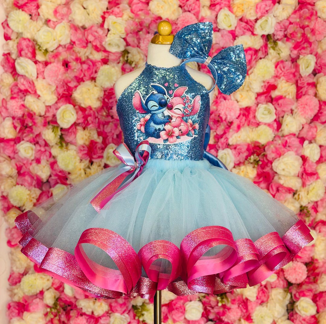 Stitch and Angel Party Tutu Outfit, Stitch Birthday Party Costume for ...
