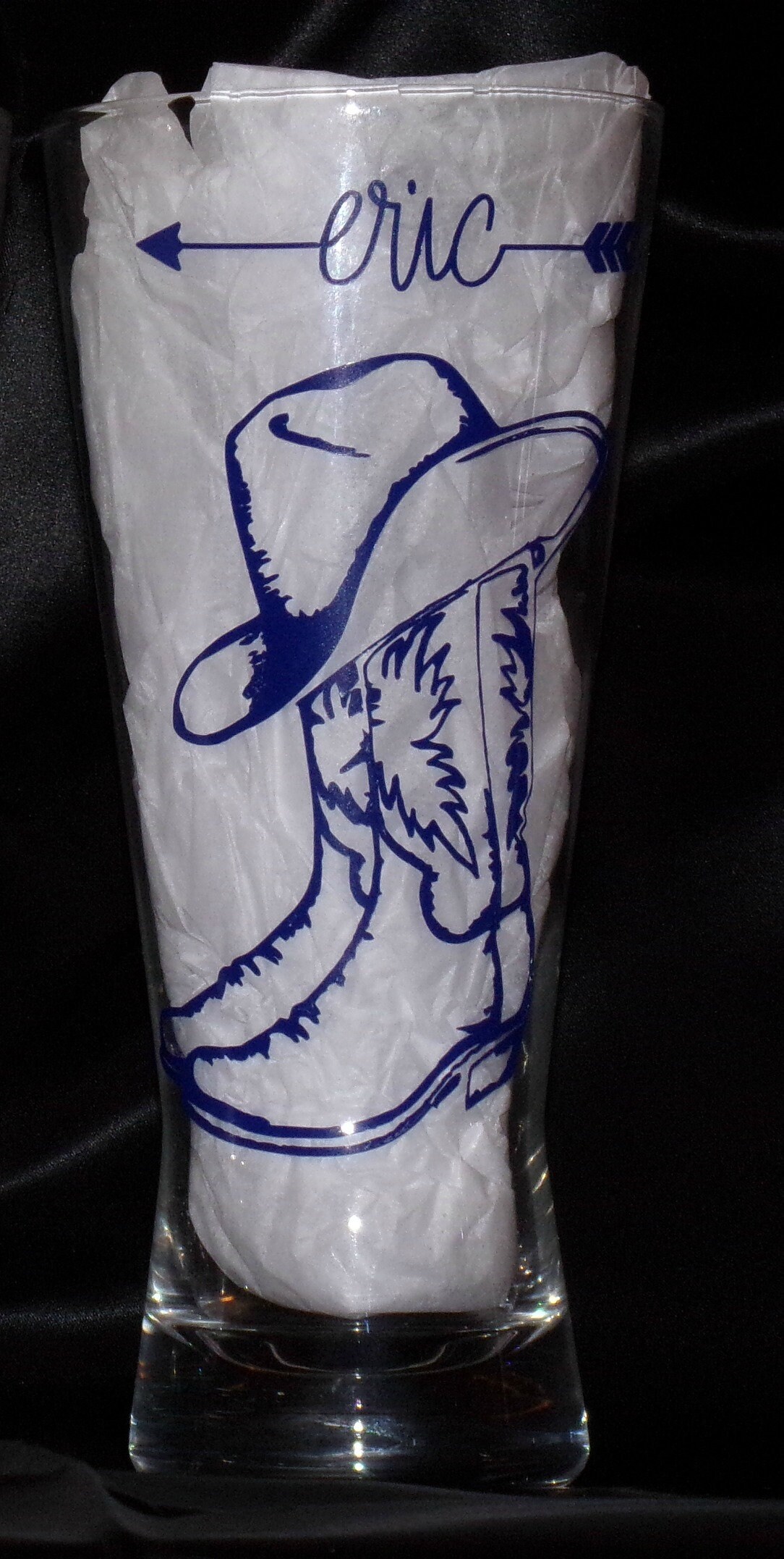 Personalized Beer Glass Country Western Beer Glass Cowboy Boot & Hat ...