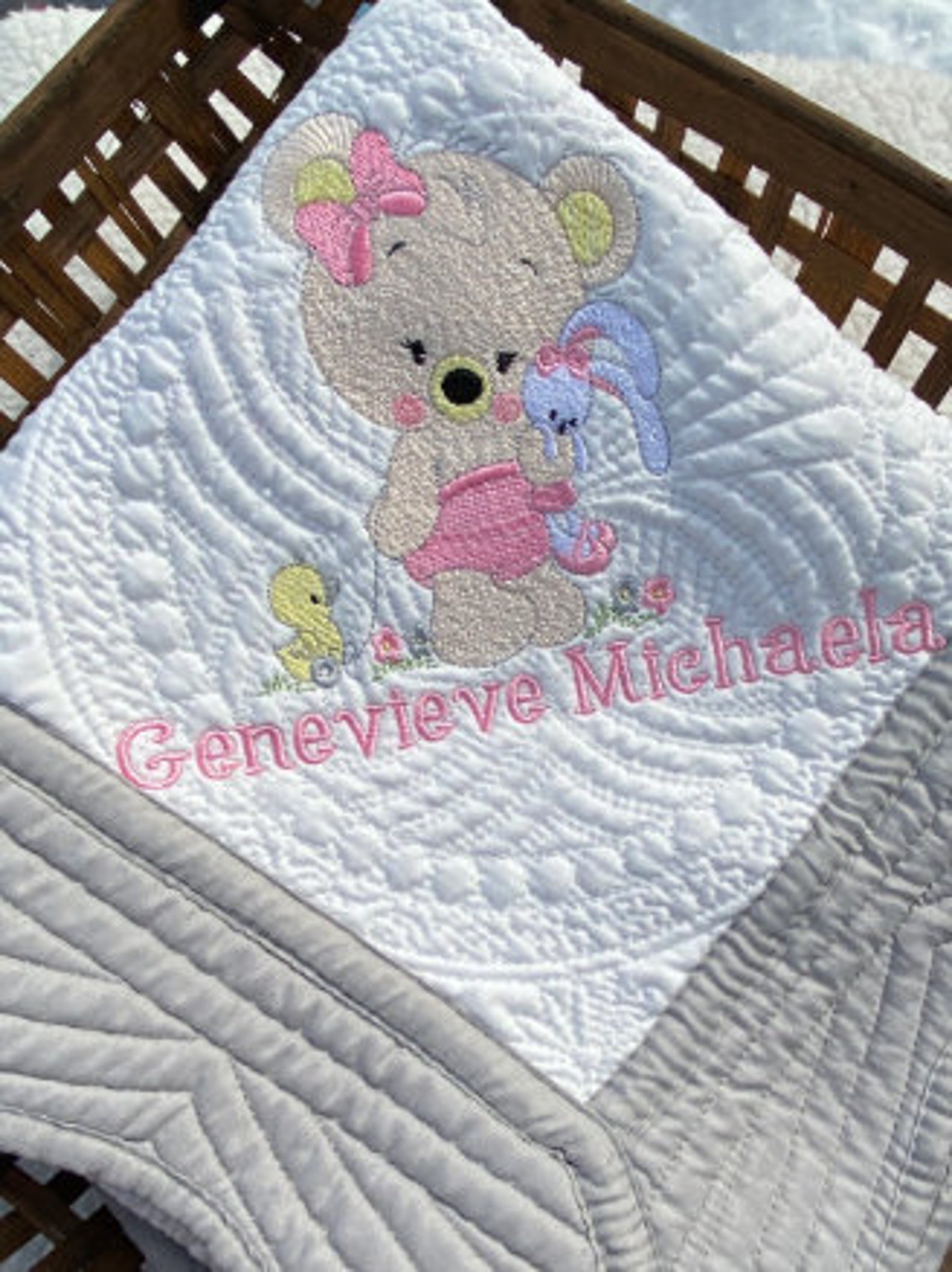 Custom Heirloom Baby Quilt Personalized Embroidery Birth | Etsy
