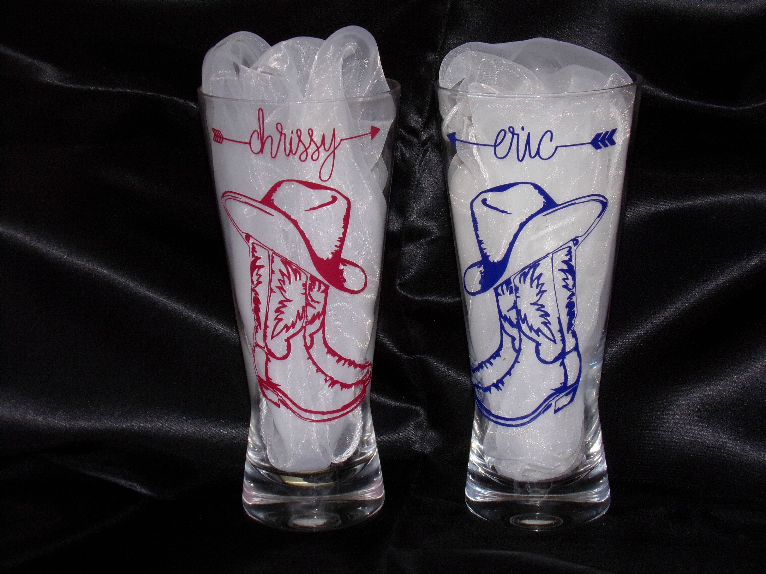 Personalized Beer Glass Country Western Beer Glass Cowboy Boot & Hat ...