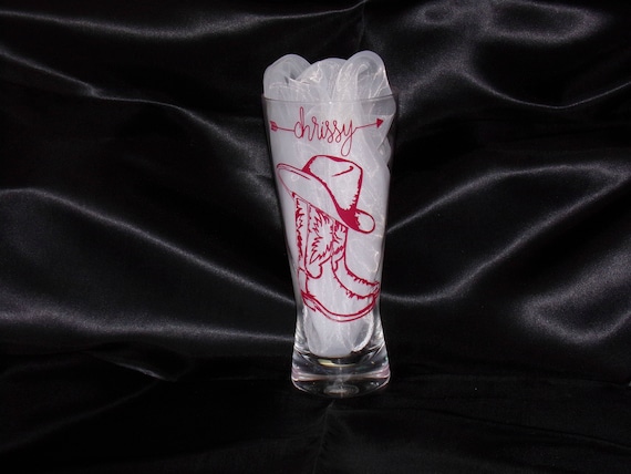Personalized Beer Glass Country Western Beer Glass Cowboy Boot & Hat ...