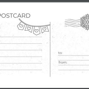 Printable Coloring Postcard - Winter Friends - Digital Print, Cat ...