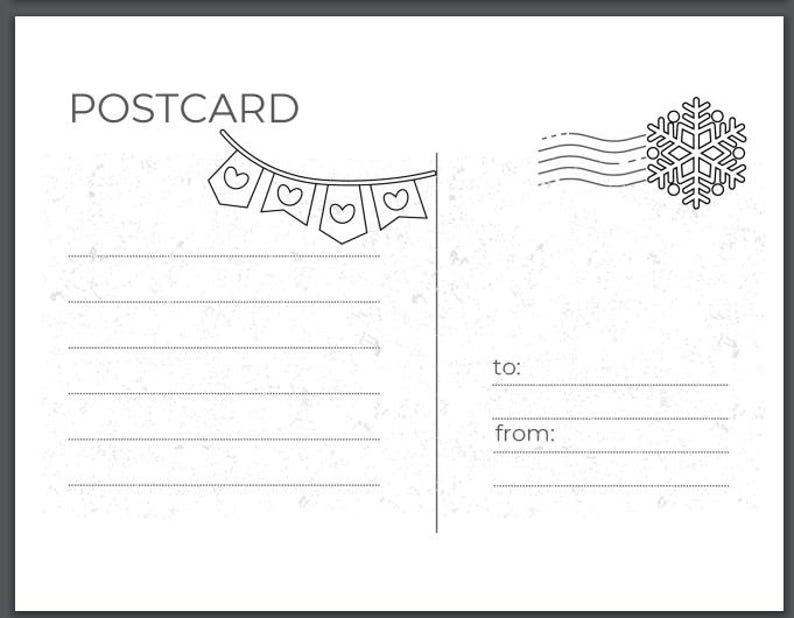 Printable Coloring Postcard - Winter Friends - Digital Print, Cat ...