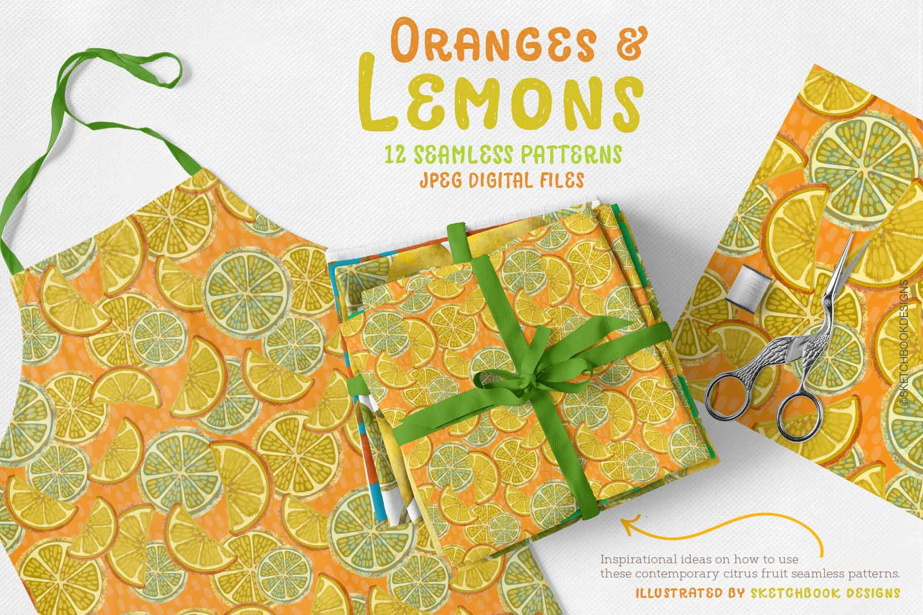 Oranges and Lemon Digital Paper, Citrus Digital Summer Fruit Clip Art ...