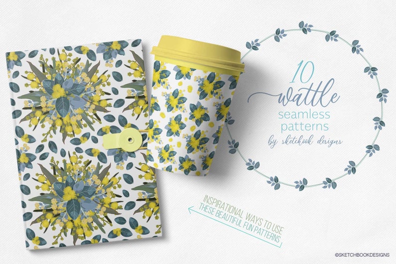 Wattle Floral Digital Seamless Patterns Paper Pack - Etsy Australia