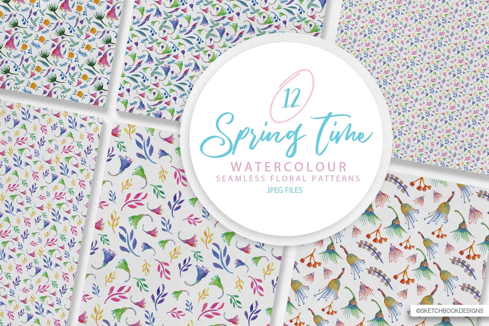 Watercolour Springtime Florals Digital Seamless Patterns - Etsy