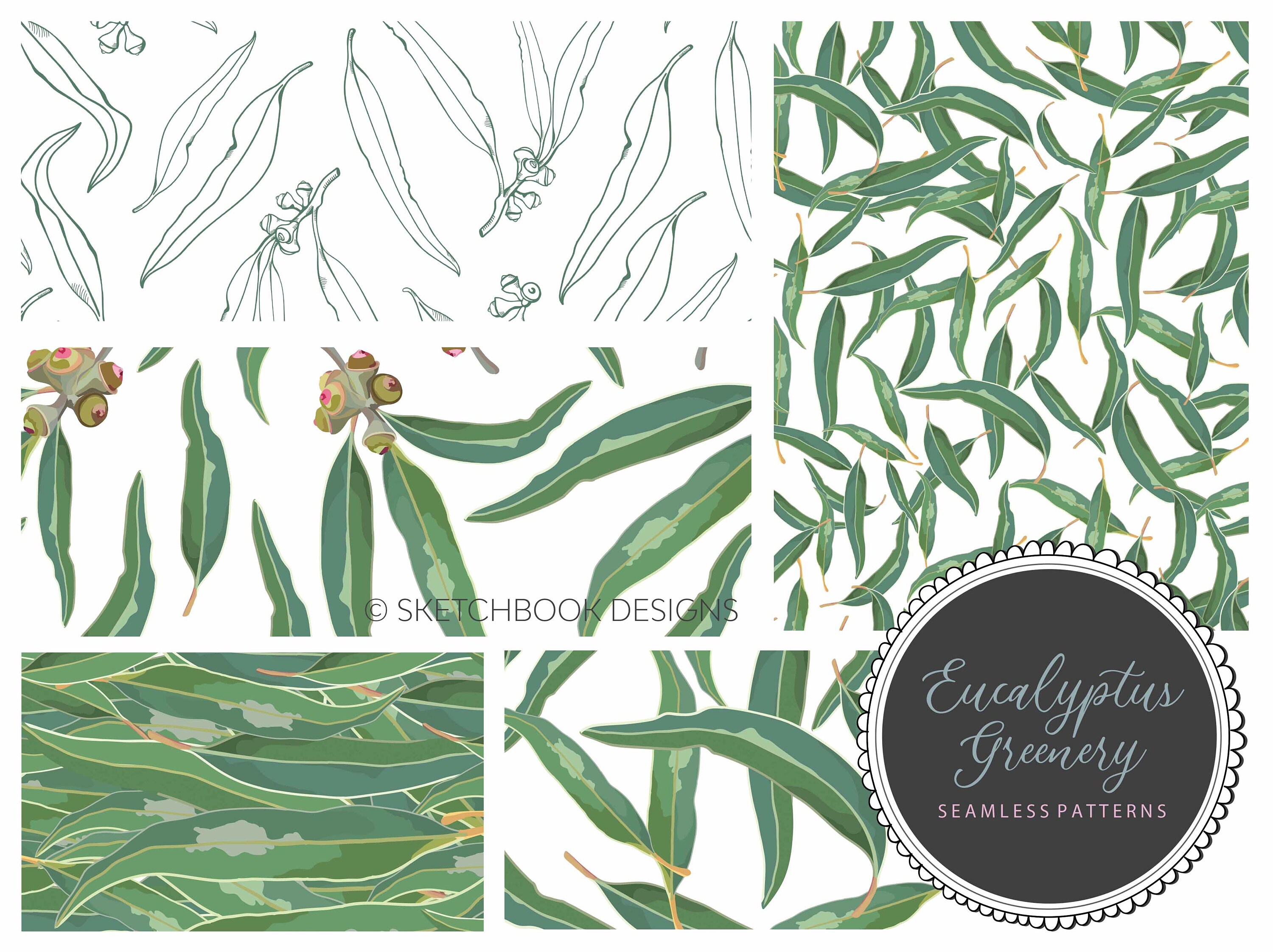 Eucalyptus Greenery Digital Patterns - Etsy