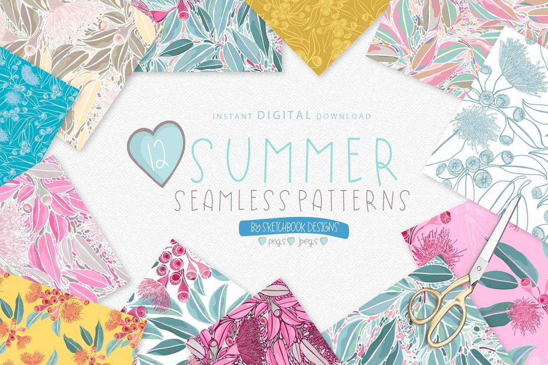Summer Digital Seamless Pattern Set Instant Download - Floral Feminine ...