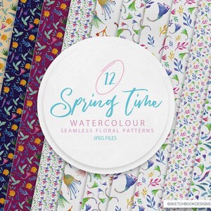 Watercolour Springtime Florals Digital Seamless Patterns - Etsy