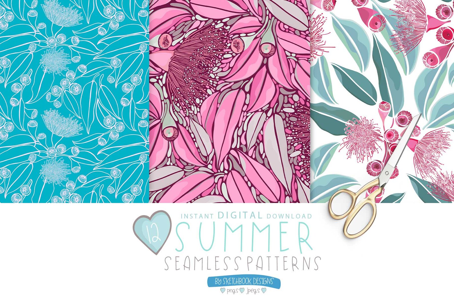 Summer Digital Seamless Pattern Set Instant Download - Floral Feminine ...