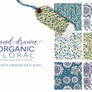14 Organic Floral Doodles Digital Seamless Patterns Instant Download ...