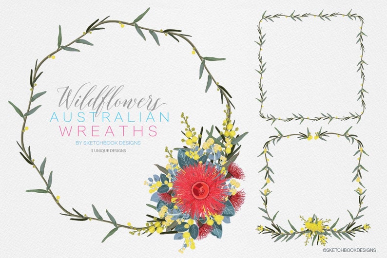 Wildflower Wreaths Clipart Set - Digital Australian Florals - Etsy ...
