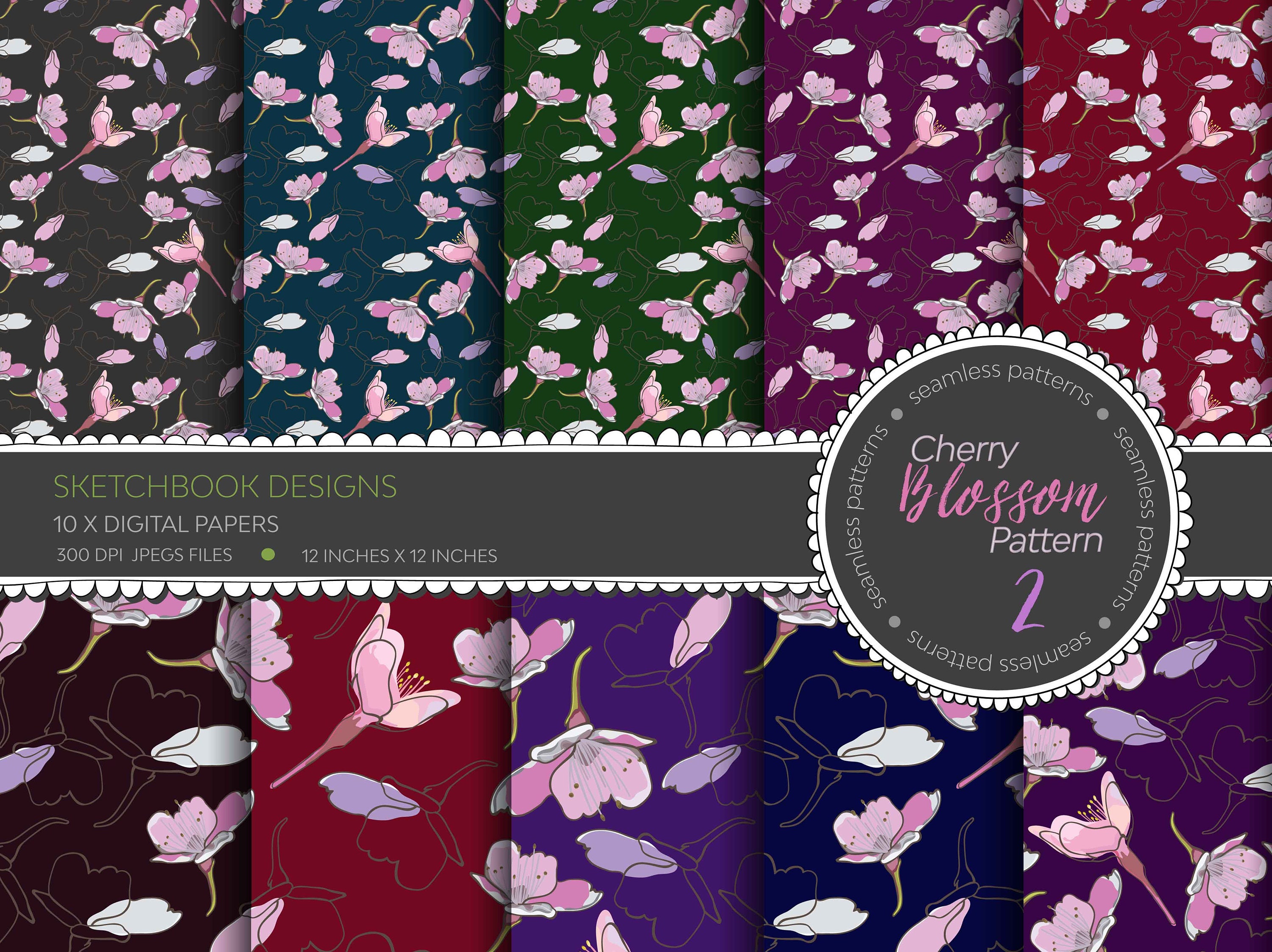 Japanese Digital Papers Cherry Blossoms No. 2 Seamless - Etsy