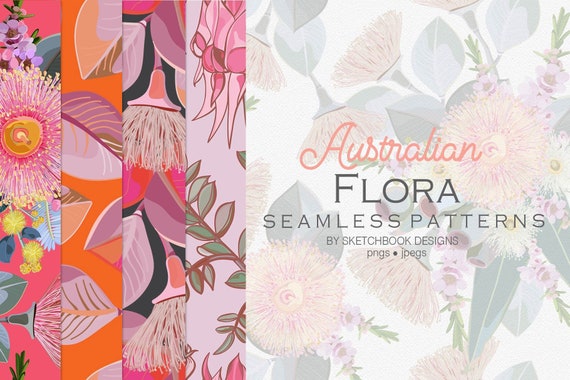 Australian Flora Seamless Patterns Aussie Digital Paper | Etsy